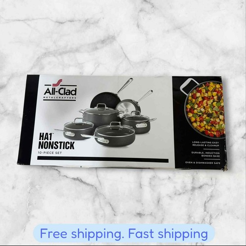All-Clad HA1 Hard Anodized Nonstick Cookware Set 10 Piece Induction NEW ...