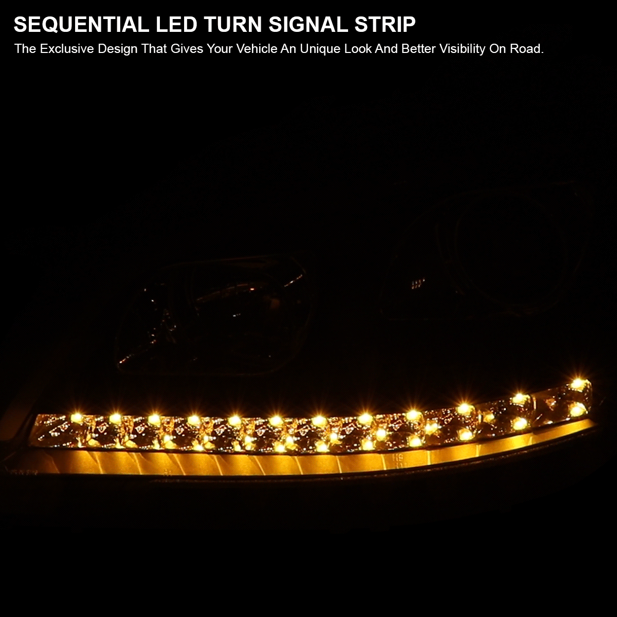 Black Fit 2009-2011 Mercedes Benz W164 ML320 LED Sequential Projector ...