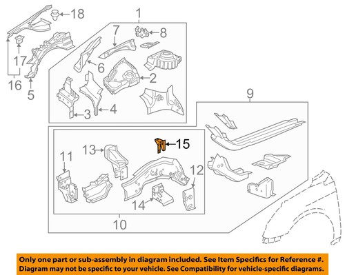 GM OEM 10-20 Impala Fender Structural Components Rails-Support 13221764 ...