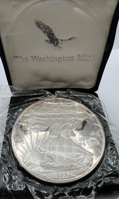1991 Washington Mint Giant 1 Pound .999 Silver Proof Eagle 16 Troy Oz ...