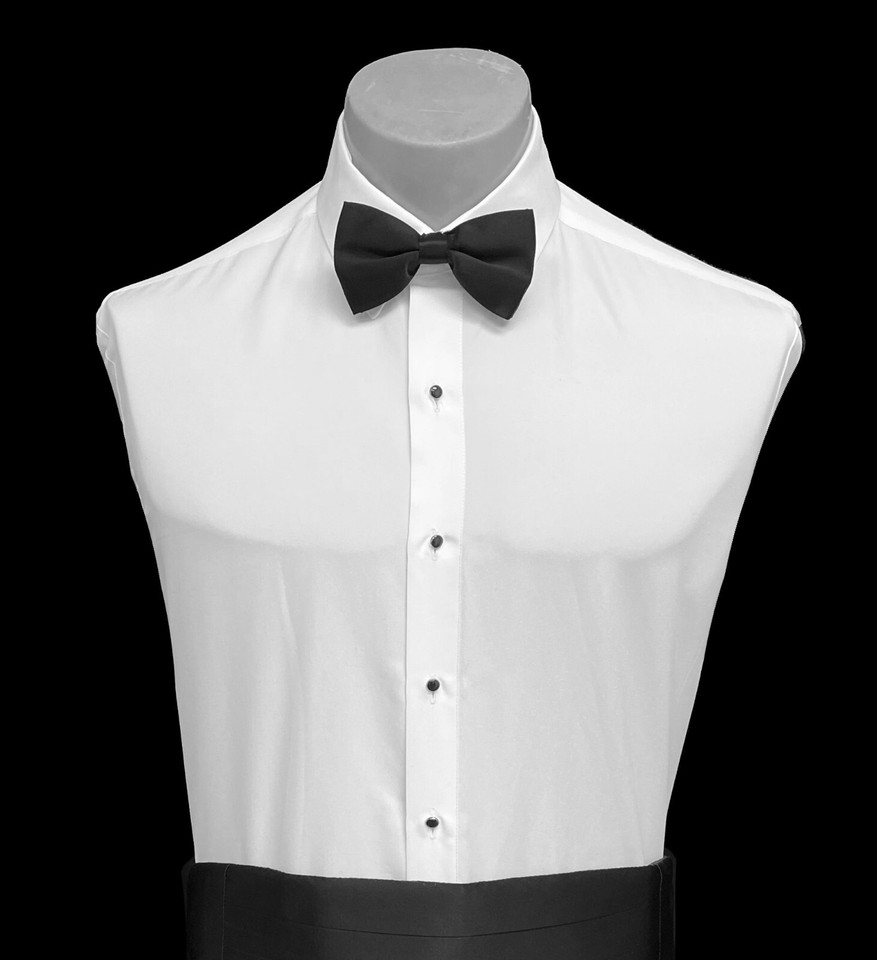 Men's White Tuxedo Dress Shirt Point Collar Laydown Large (16-16.5) 36/ ...