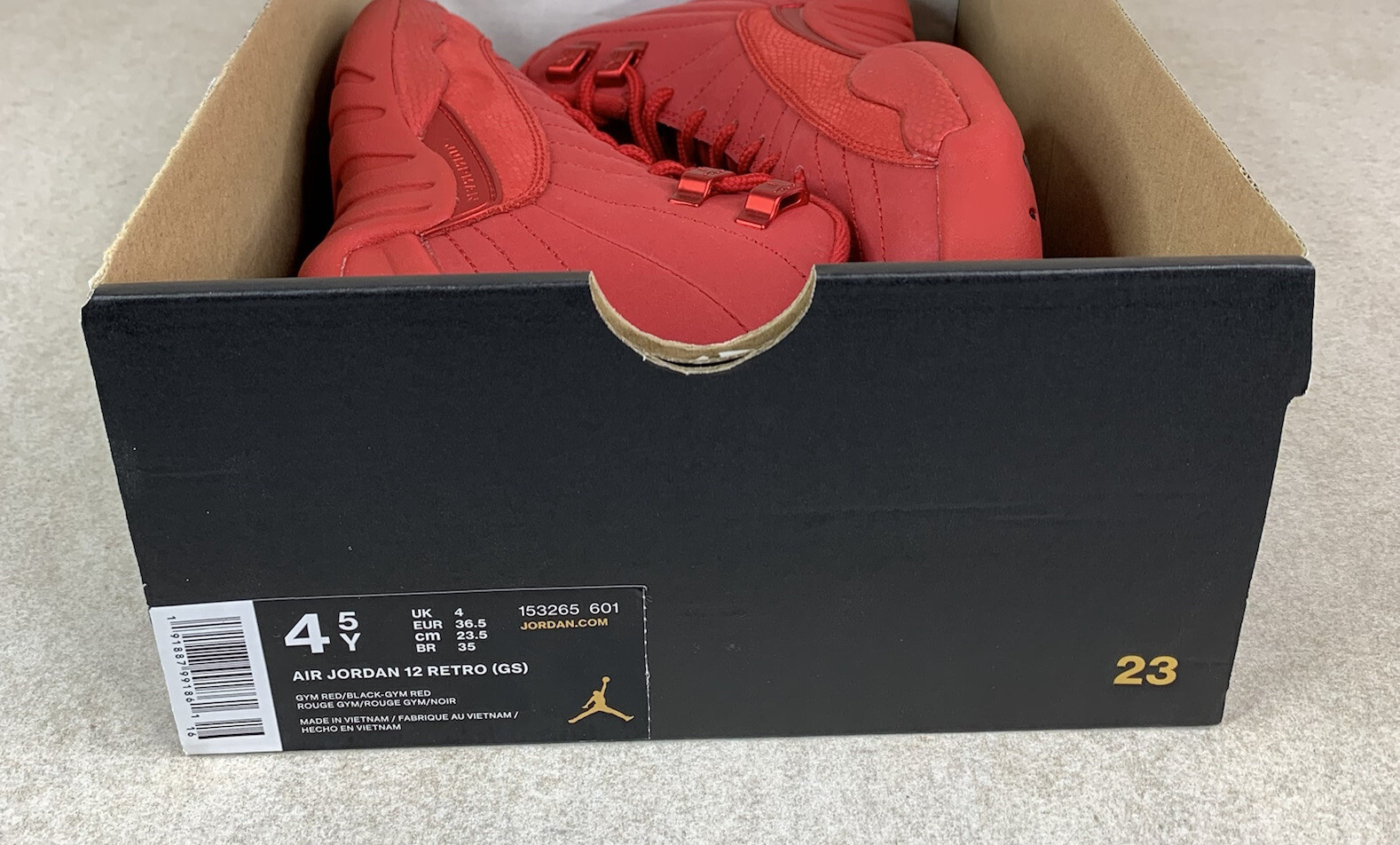 Air Jordan 12 Triple Red GS 4.5Y / Womens 6 B-grade* Missing Lid 153265 ...