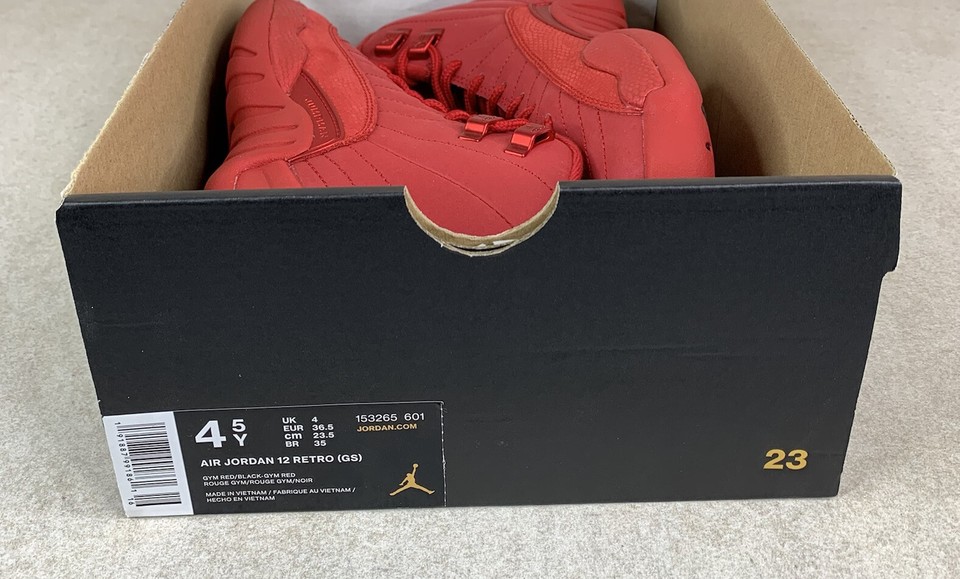 Air Jordan 12 Triple Red GS 4.5Y / Womens 6 B-grade* Missing Lid 153265 ...