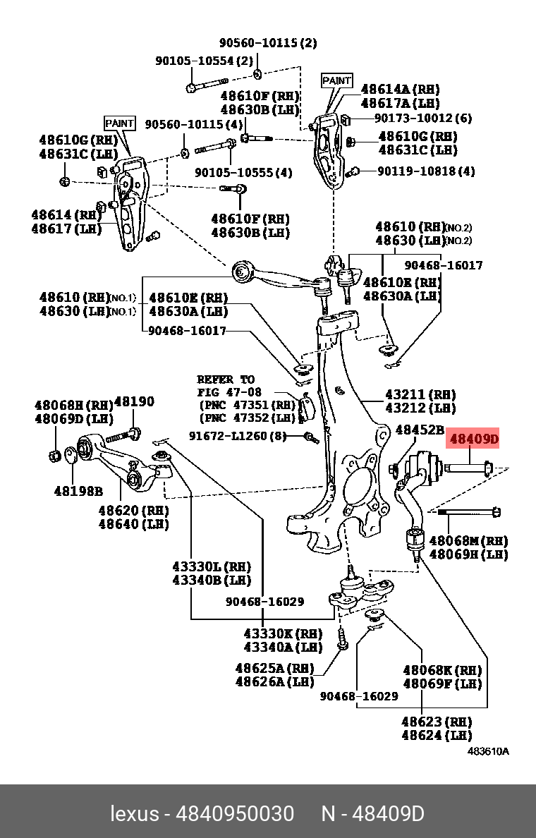 OE cam sub-assy, front suspension toe adjust, 4840950030 for TOYOTA ...