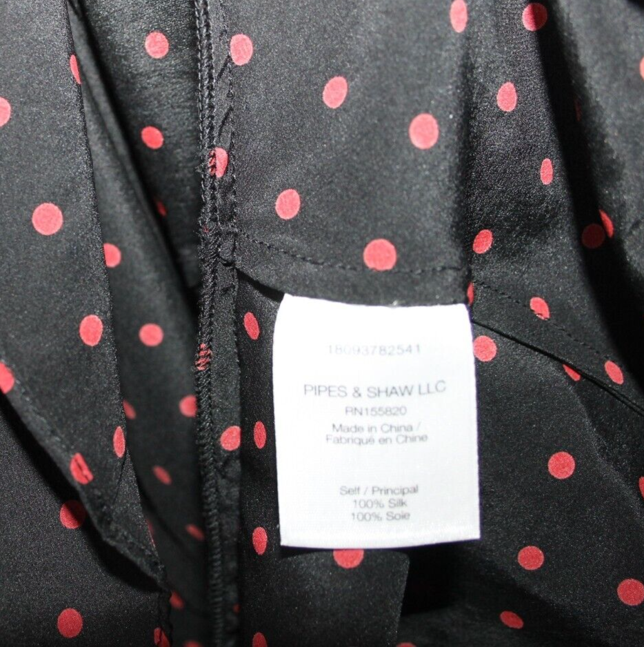 VERONICA BEARD Women's 10 Linley Black Red Polka Dot Tie Neck Silk ...