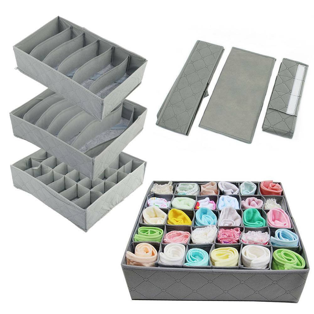 3 Pack Drawer Organiser Neat Tidy Storage Box Wardrobe Divide Organizer ...