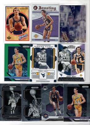 JERRY WEST 10 Card 4 Insert 1 Prizm 1 Promo Card Lot LOS ANGELES LAKERS ...