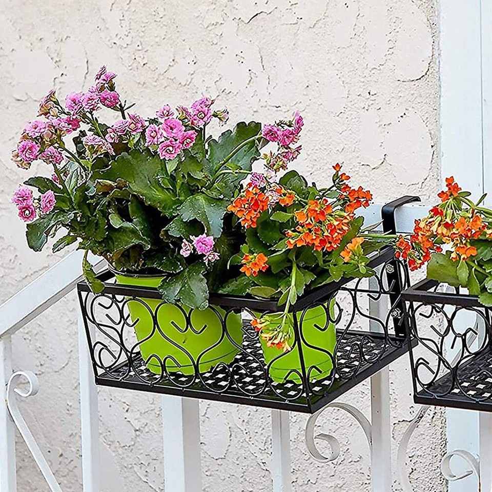 Plant Pots Hanger Balcony Hanging Flower Rack Hanging Railing Planters ...