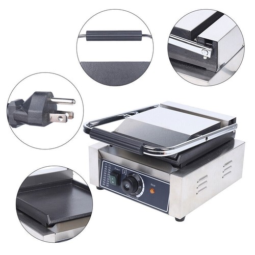 Electric Commercial Panini Press Grill Griddle Plate Flat Sandwich ...