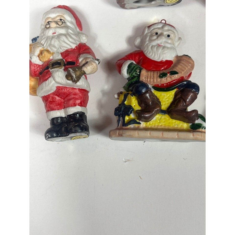 Set of 7 Vintage Ceramic Santa Claus Figurines Christmas Ornaments ...