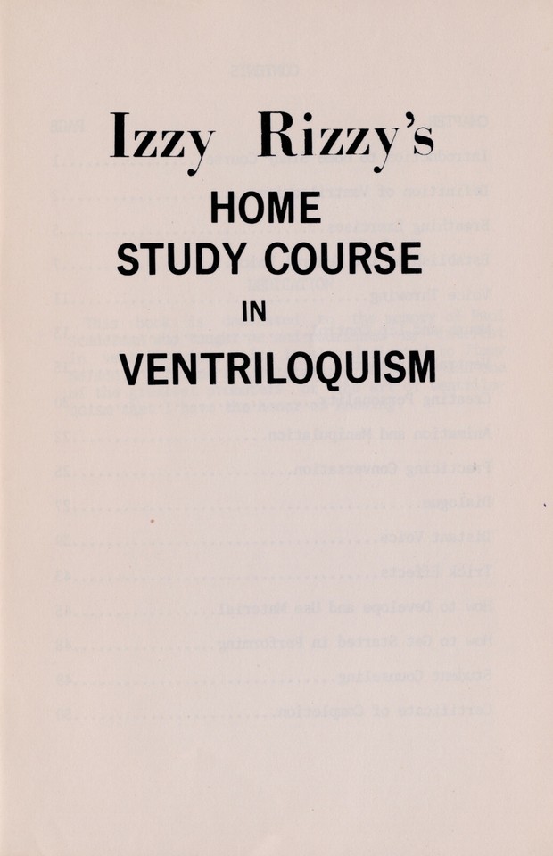 Izzy Rizzy's Home Study Course in Ventriloquism BOOK ONLY by Michael M Rzeminski | eBay