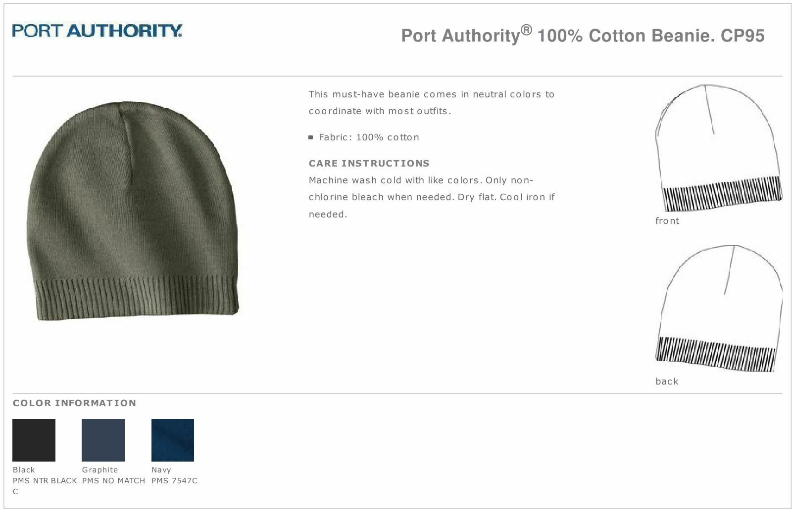 Port Authority 100% Cotton Beanie CP95 | eBay