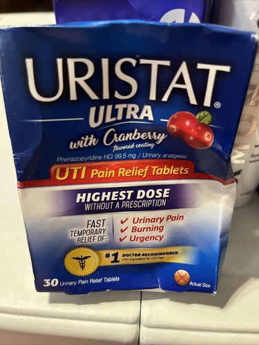 Uristat ULTRA with CRANBERRY highest dose UTI Pain Relief 30 Tabs Exp ...