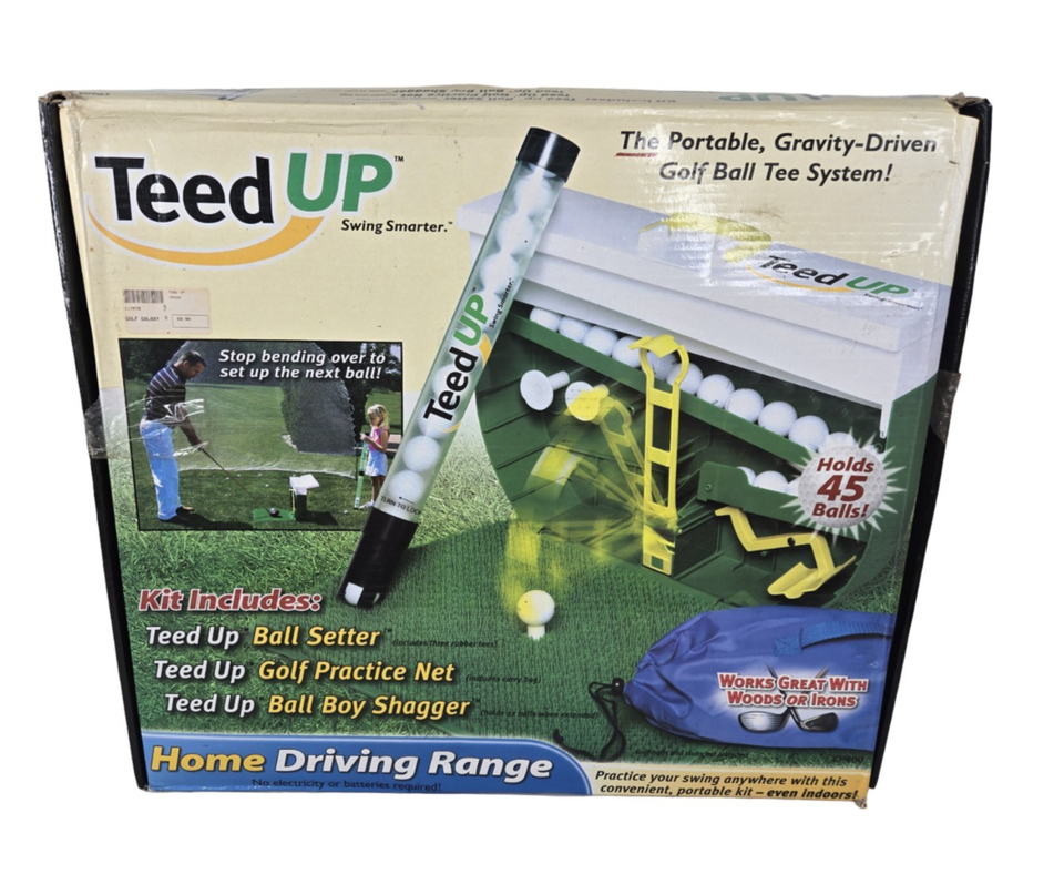 Teed Up Golf Home Driving Range w/ Gravity Feed Ball Tee System 9' Net ...