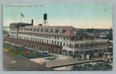 Atlantic Hotel OCEAN CITY Maryland~Rare Antique Postcard Water Tower ...