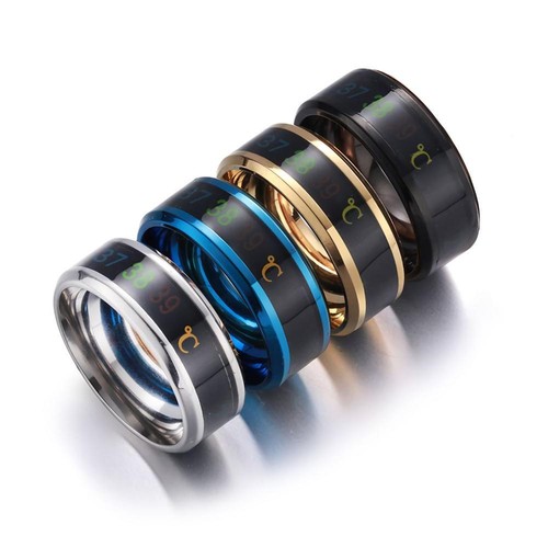 Thermometer Display Stainless Steel Mood Rings Temperature Measurement ...