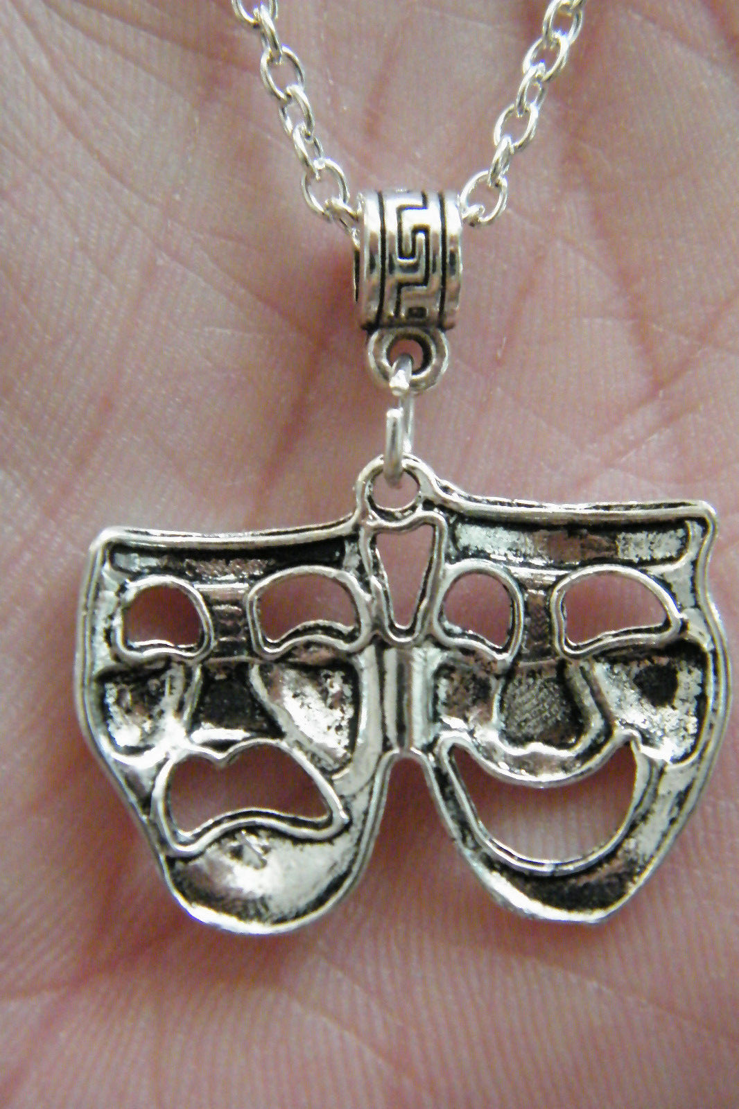 Comedy Tragedy Masks Necklace Theater THESPIAN Silver Actors Charm 24 ...