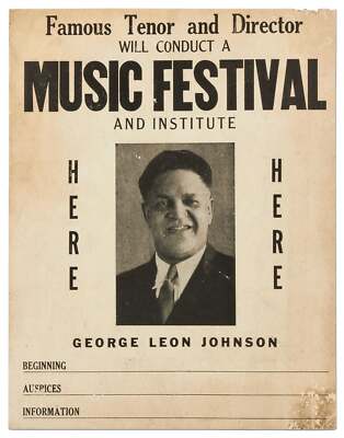 George Leon JOHNSON / Broadside Famous Tenor and Director will Conduct ...