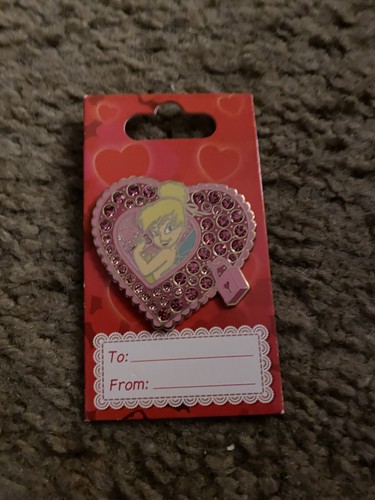 Disney Tinkerbell Vintage Valentines Day Heart Lock Rhinestone Jeweled ...
