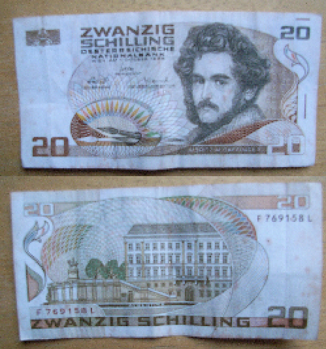 20 Zwanzig Schilling & 50 Funfzig Schilling Austrian Banknote - 1986 ...