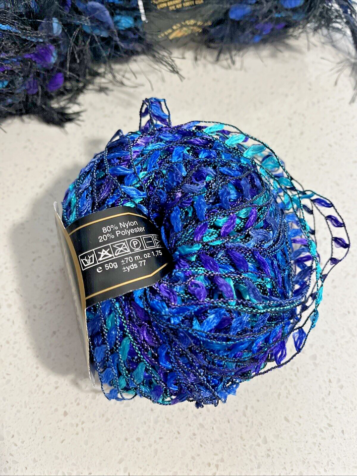 Lion Brand Fancy Fur Eyelash Yarn 254 Stained Glass + 1 Ranee Railroad ...