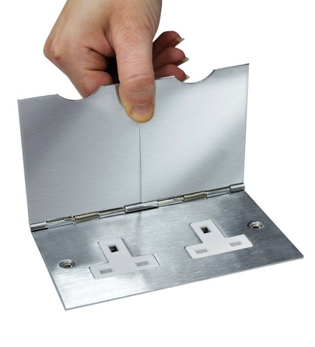 1 gang 2 gang walk over 13Amp floor sockets spring flap stainless steel ...