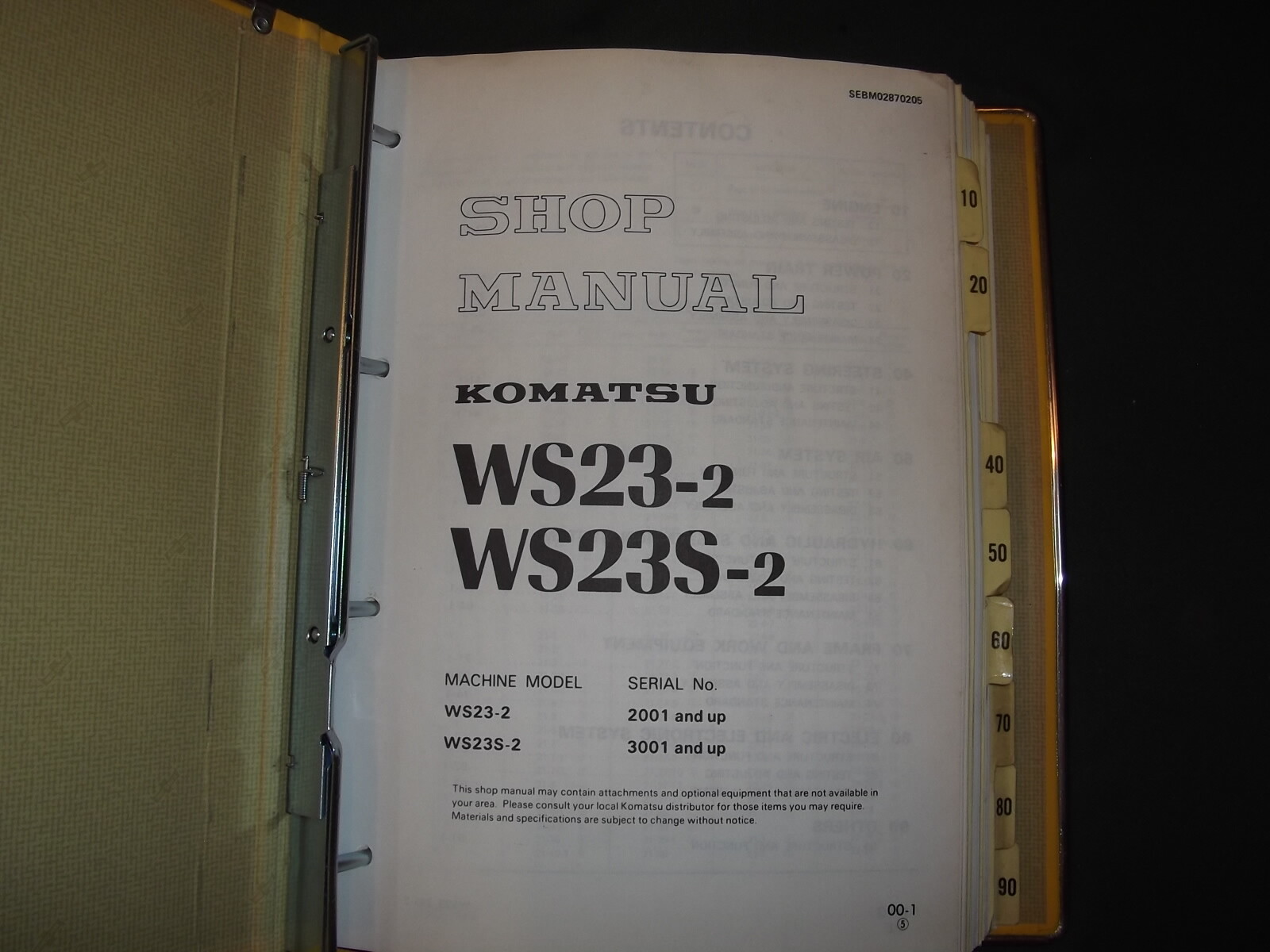 KOMATSU WS23-2 WS23S-2 WHEEL SCRAPER TRACTOR SERVICE SHOP REPAIR MANUAL ...