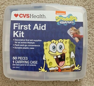 First Aid Kit 50 pieces Antibiotic + Gauze Pads + Bandages Sponge Bob ...
