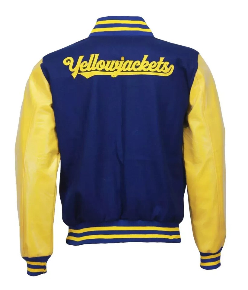 Yellowjackets letterman Blue Varsity Jacket With Genuine Leather ...