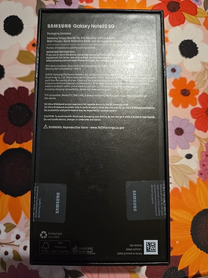 EMPTY BOX | N20 Note20 5G Samsung Original Box | eBay