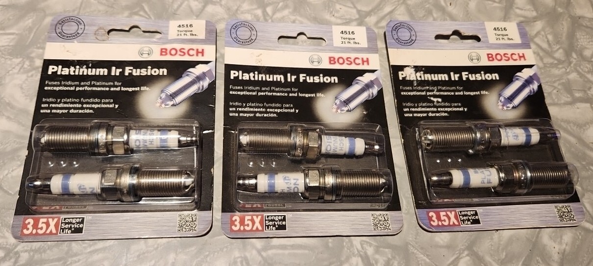 6 Plugs Total. Bosch Platinum IR Fusion #4516 Spark Plugs (3) 2 Packs 3 ...