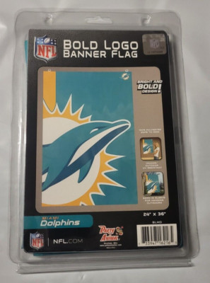 Miami Dolphins Bold Logo Flag Banner 24" x 36" NEW - Outside/Inside | eBay