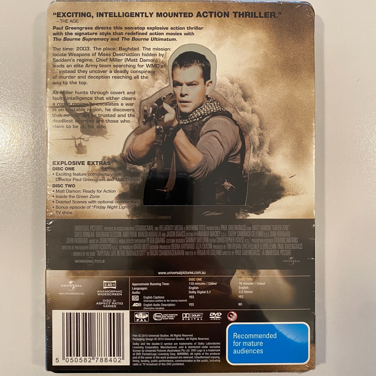 Green Zone - Matt Damon (DVD, Steelbook) Australia Region 4 - NEW ...