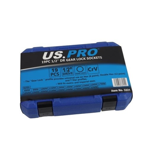 US PRO 19 Piece 1/2" Dr Gear Lock Sockets 8 - 32mm - 3221 5060478385394 ...