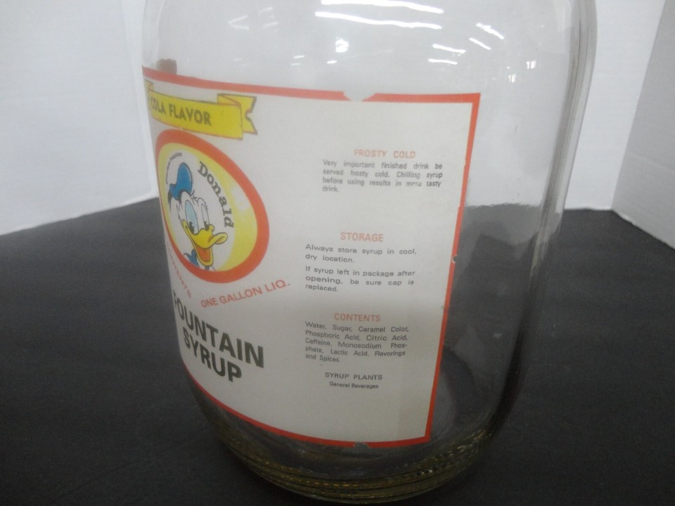 DONALD DUCK DISNEY FIGURE PAPER LABEL SODA FOUNTAIN SYRUP JUG SALEM ...