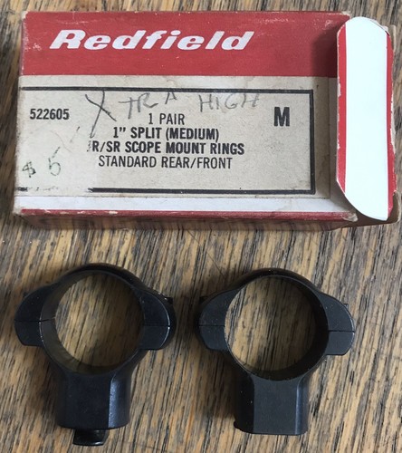 Vintage Redfield 1 inch Split Steel Scope Mount Rings Medium Black with ...