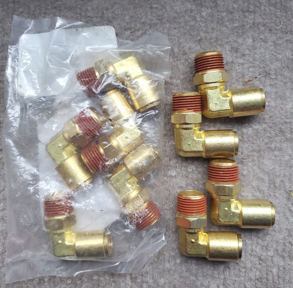 9 Pack Imperial 91234 90°Air Brake Push-To-Connect Male Elbow Brass 3/8 ...