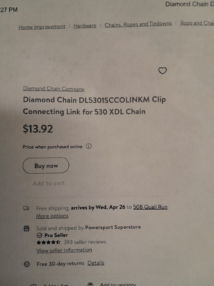 Five Clip Style Master Links for Diamond 530 XDL Chain | eBay