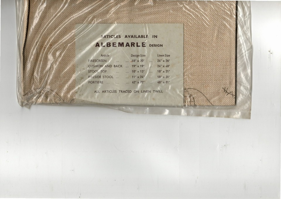 Vintage Penelope Jacobean Embroidery "Albemarle" Stool Top - opened but ...