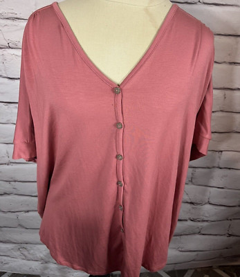 Matilda Jane Womens Plus Size XXL Pink Short Sleeve Button Front Blouse ...