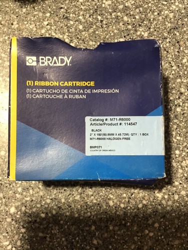 Brady BMP71 Ribbon Cartridge ️M71-R6000 ️ BLACK ️ 114547 ️ 50.8mm x 45 ...