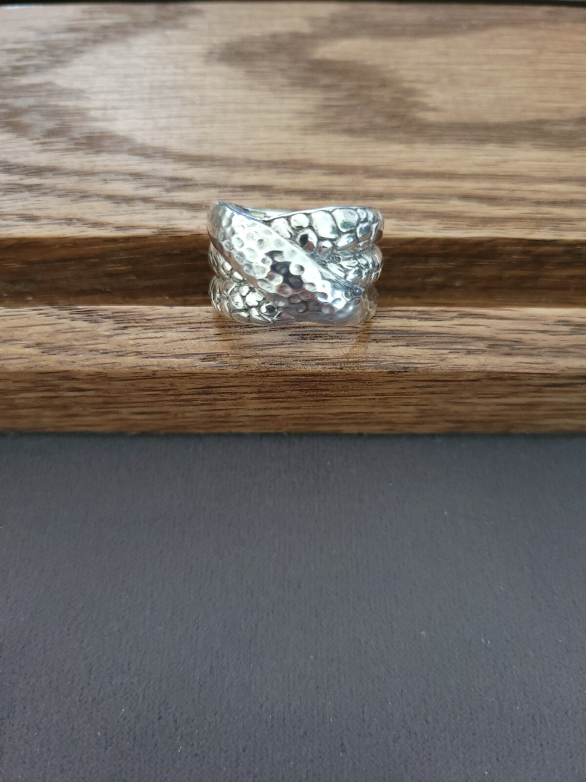 SARDA .925 STERLING SILVER WATERMARK & HAMMERED CRISS-CROSS RING, SZ 9 ...