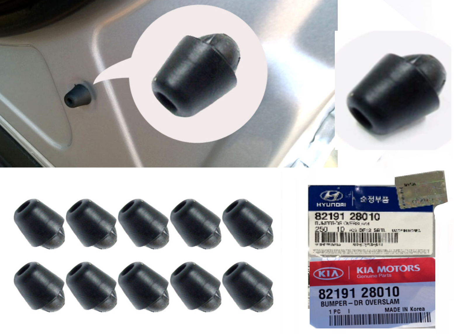 5 PCS Genuine HYUNDAI & KIA 8219128010 Bumper Door Overslam Rubber ...