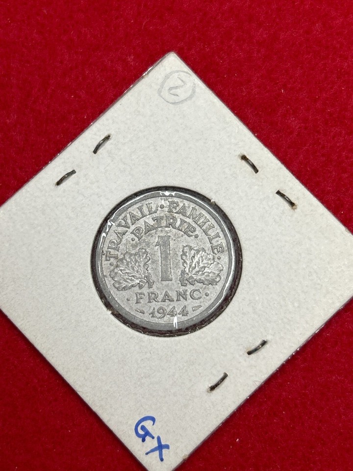 FRENCH COIN 1 Franc | Vichy French Puppet State | FRANCE | 1944 - YR95 ...