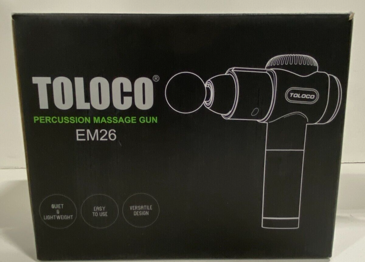 TOLOCO EM26 Percussion Massage Gun Black with 15 Replacement Heads | eBay