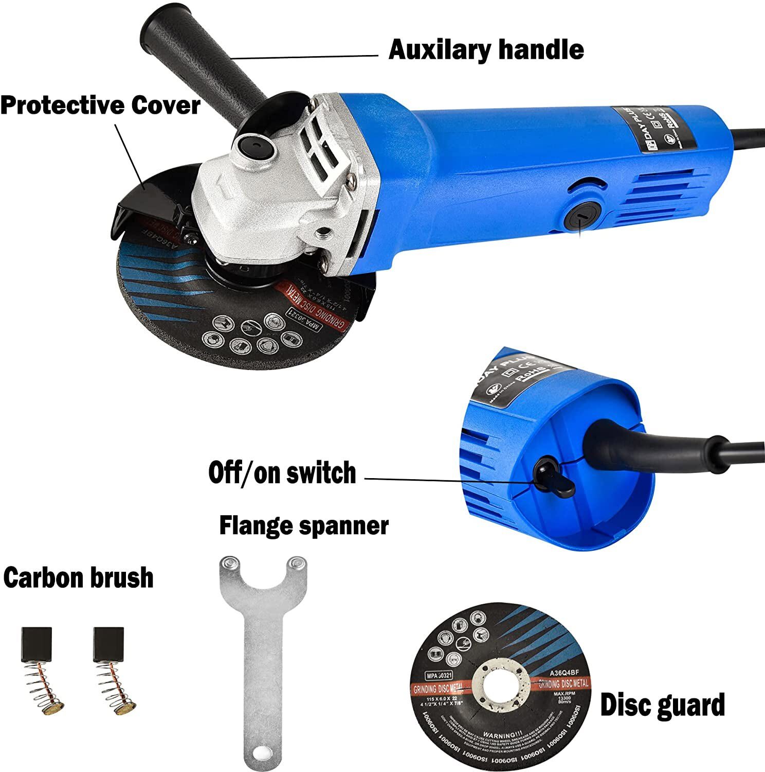HEAVY DUTY 2000W 115MM ELECTRIC ANGLE GRINDER SANDER CUTTING GRINDING ...