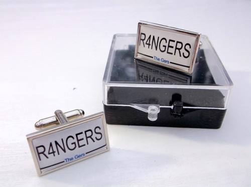 RANGERS NUMBER PLATE STYLE BADGE MENS CUFFLINKS CUFF LINKS GIFT | eBay