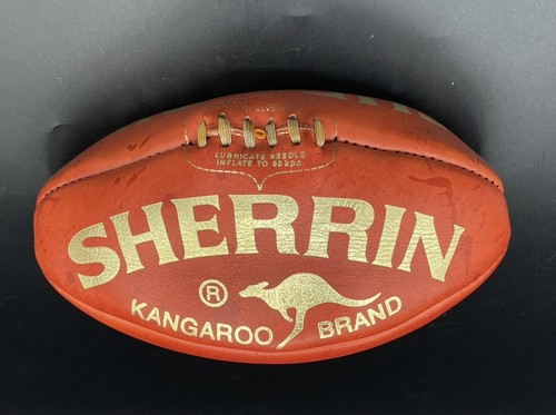 AFL SHERRIN KANGAROO BRAND GOLD EMBOSSED AUSTRALIAN LEATHER FOOTBALL ...
