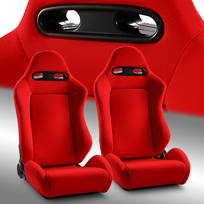 Reclinable RED Fabric Classic Style Racing Seats Left/Right W/Slider | eBay