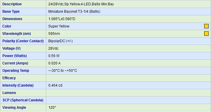 2 Pack Ledtronics LEDTX BF304-0UY 28V LED Bulb 4-LED Mini Bayonet T3-1/4 Yellow for sale online ...
